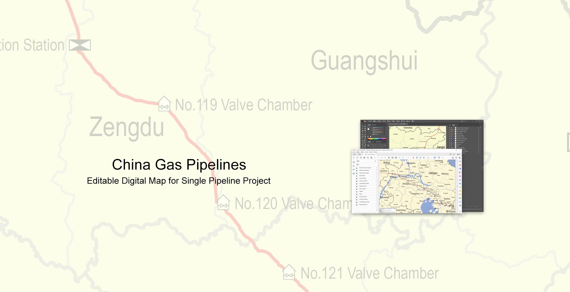 Editable Digital Maps for China Natural Gas Pipelines